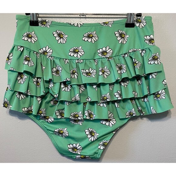 Modcloth | Swim | High Dive By Modcloth Green Highwaisted Ruffle Bikini ...
